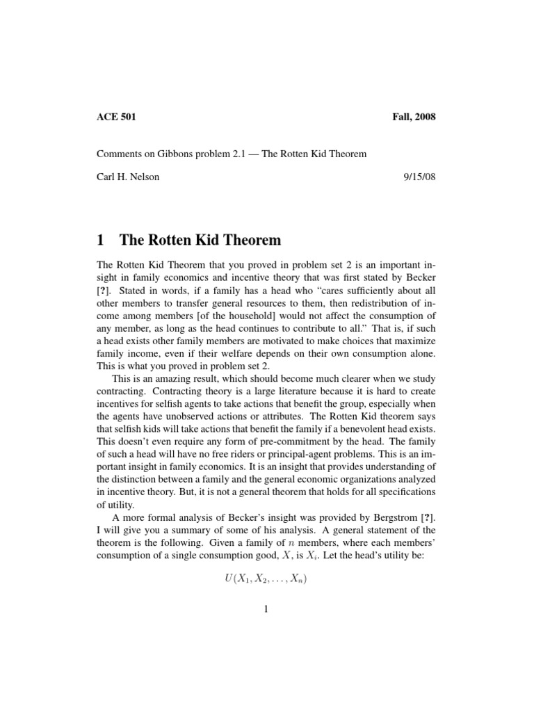 Rotten Kid Theorem | PDF | Utility | Theorem