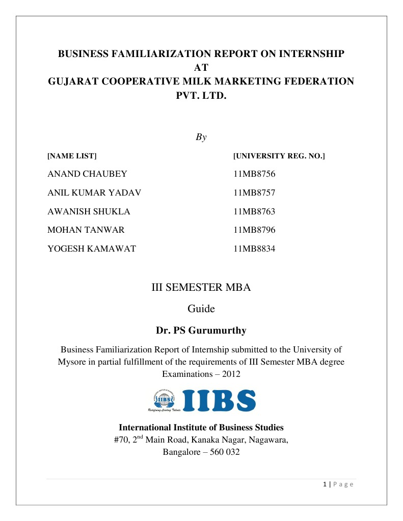 Business Familiarization Report On Internship | PDF | Milk | Capital ...