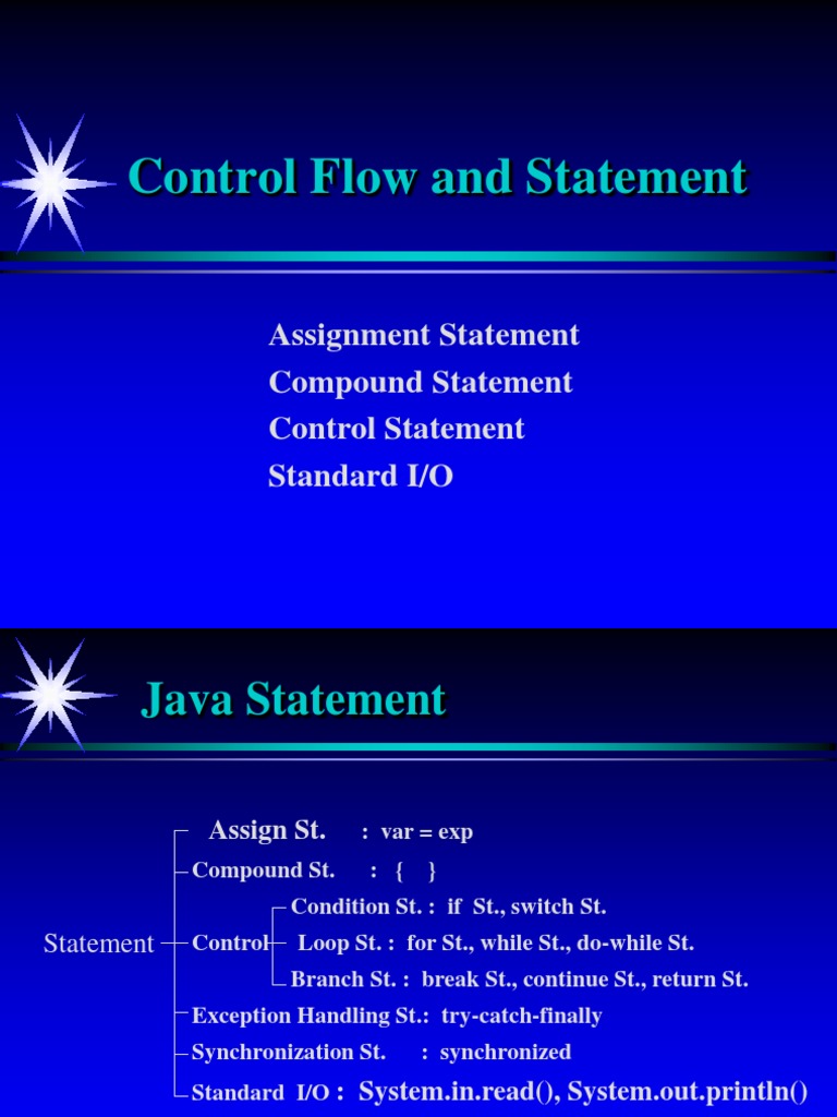 Control Flow and Statement: Assignment Statement Compound Statement Control Statement Standard I ...