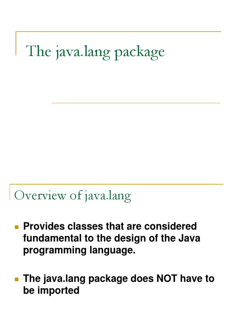 Java Lang | PDF | Data Type | Method (Computer Programming)