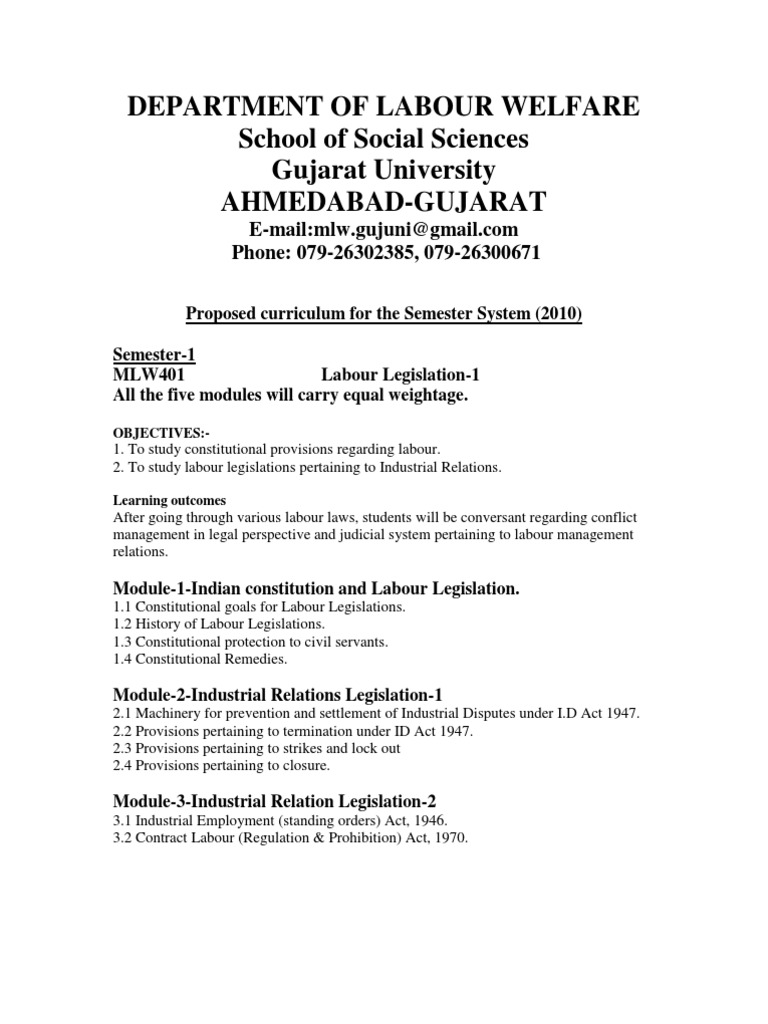 Master of Labour Welfare | Download Free PDF | Labour Economics | Human ...