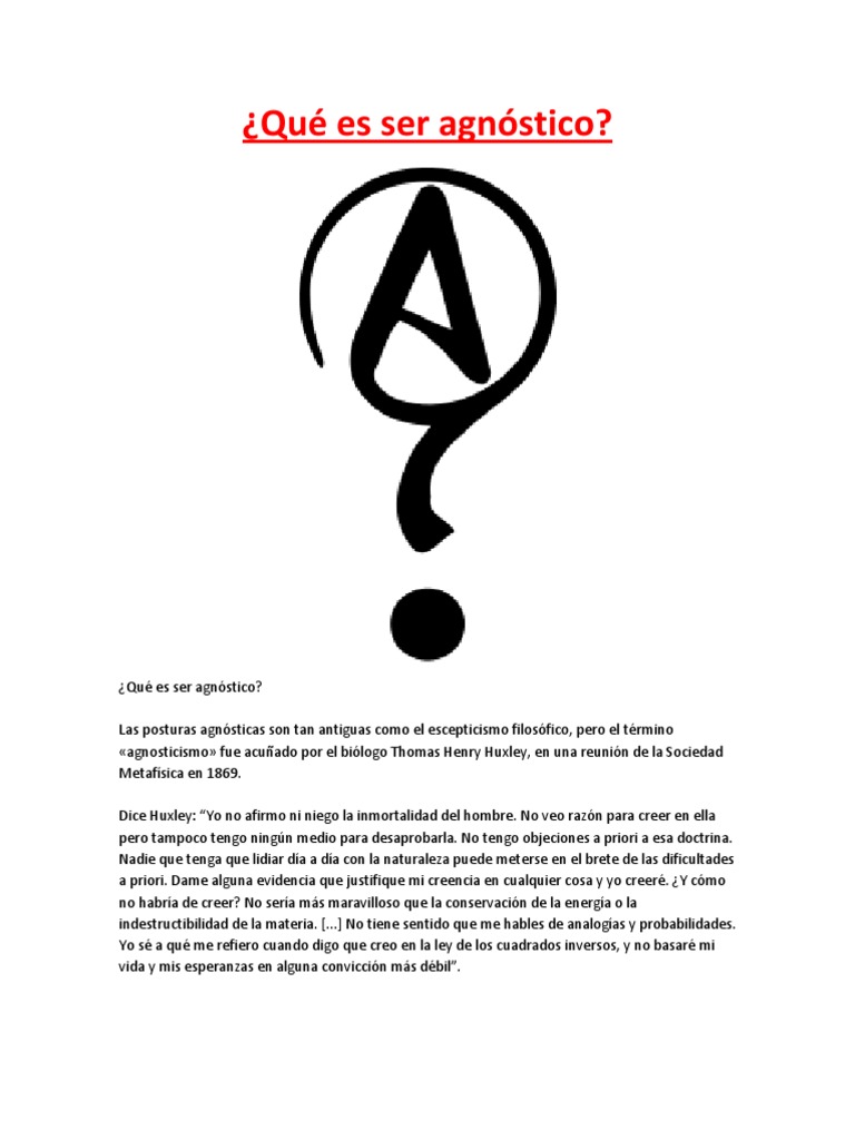 Qué Es Ser Agnóstico | PDF | Agnosticismo | Ateísmo