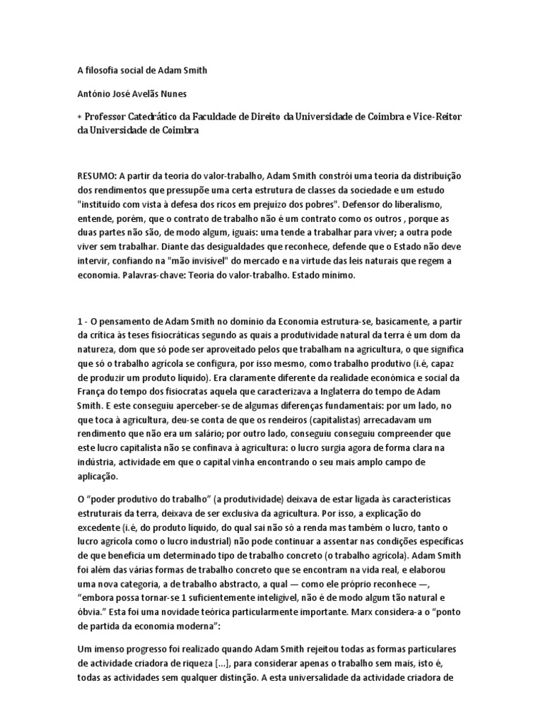 Filosofia Social de Adam Smith | PDF | Economia | Capitalismo