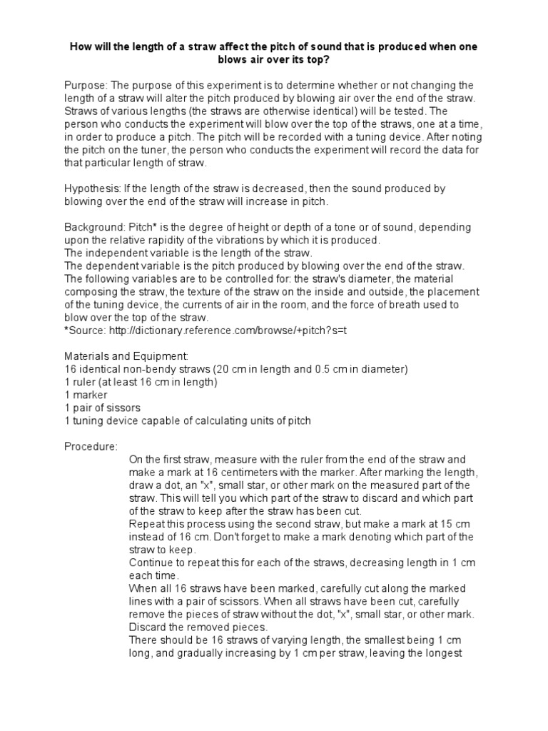 Straw Lab | PDF | Experiment | Pitch (Music)