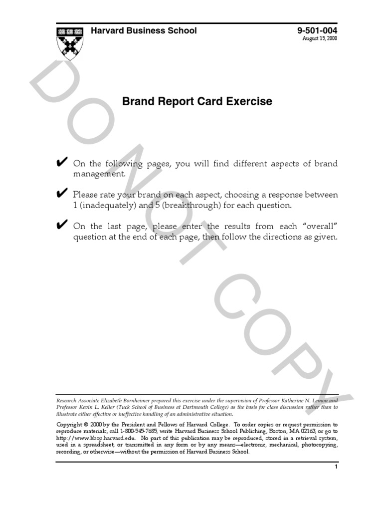 Brand Report Card Exercise Kevin Keller | PDF | Brand | Economic ...