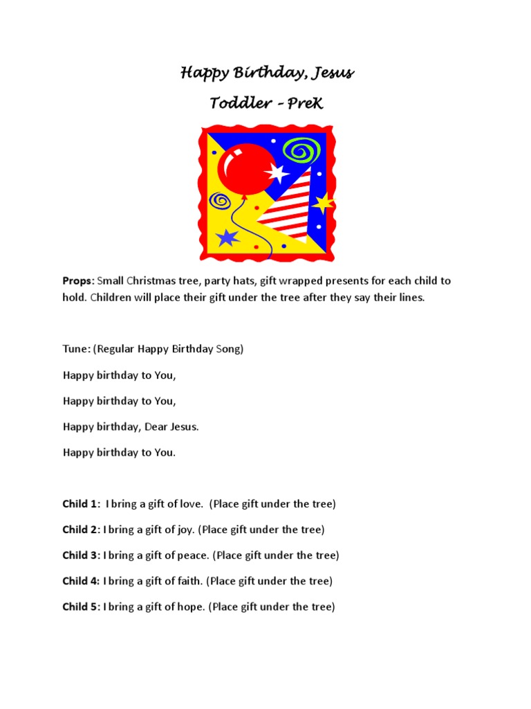 Happy Birthday Jesus For Small Children | PDF
