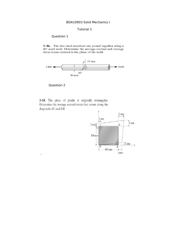 Solid Mechanics I Tutorial Overview | PDF