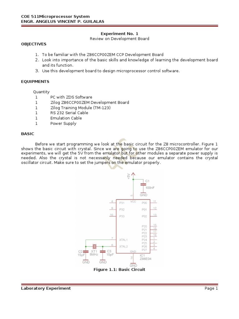 Microprocessor System Lab Exercise 1 Pdf Microcontroller Emulator 