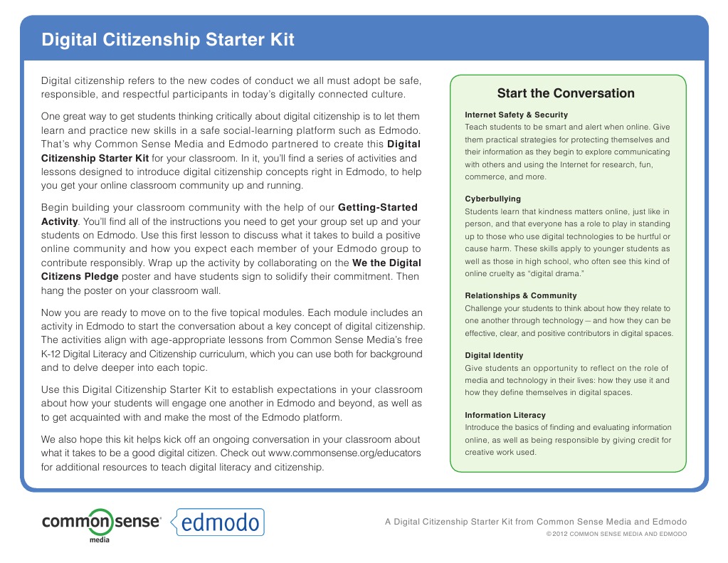 Digital Citizenship Classroom Kit | PDF | Internet | Communication