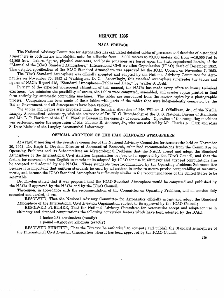 NACA - Standard Atmosphere - NACA Report 1235 | PDF