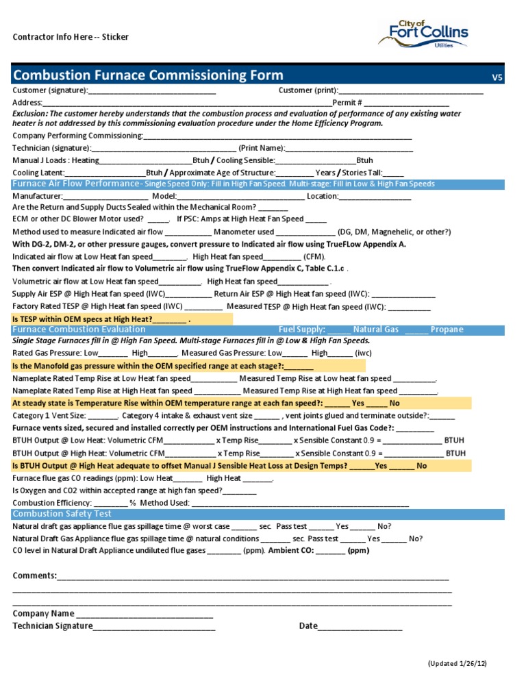 Commissioning Form | PDF