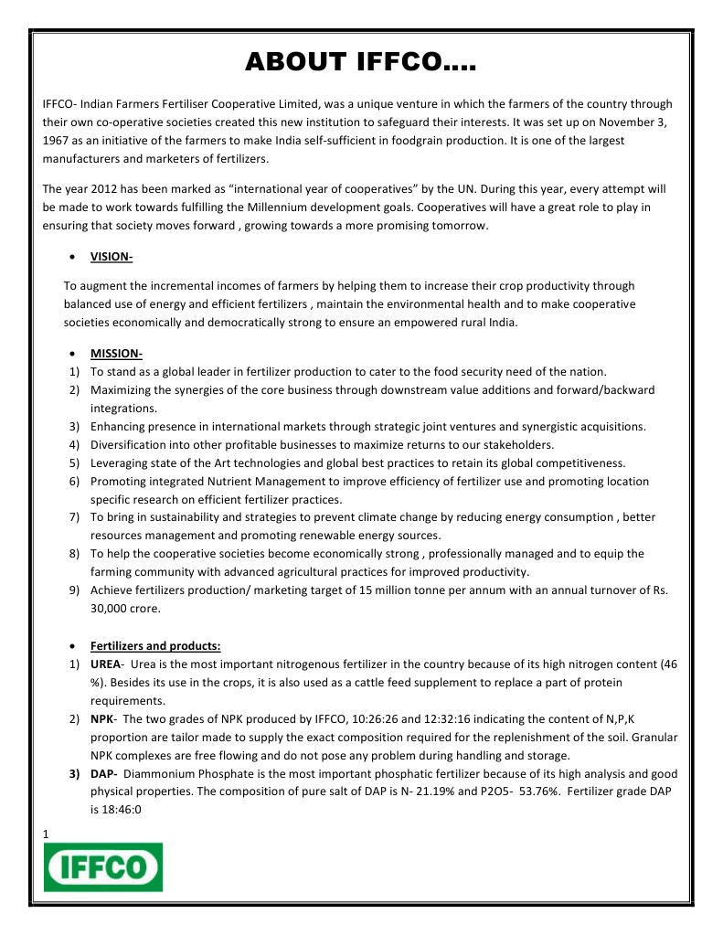 About Iffco | PDF | Fertilizer | Cooperative