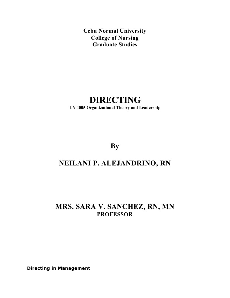Directing | PDF | Leadership | Motivation
