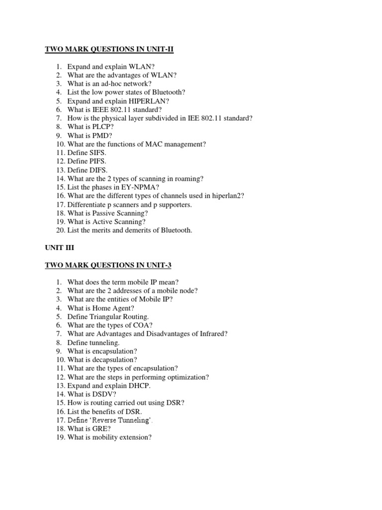 Two Mark Questions in Unit-Ii | PDF | Operating System | Network Protocols