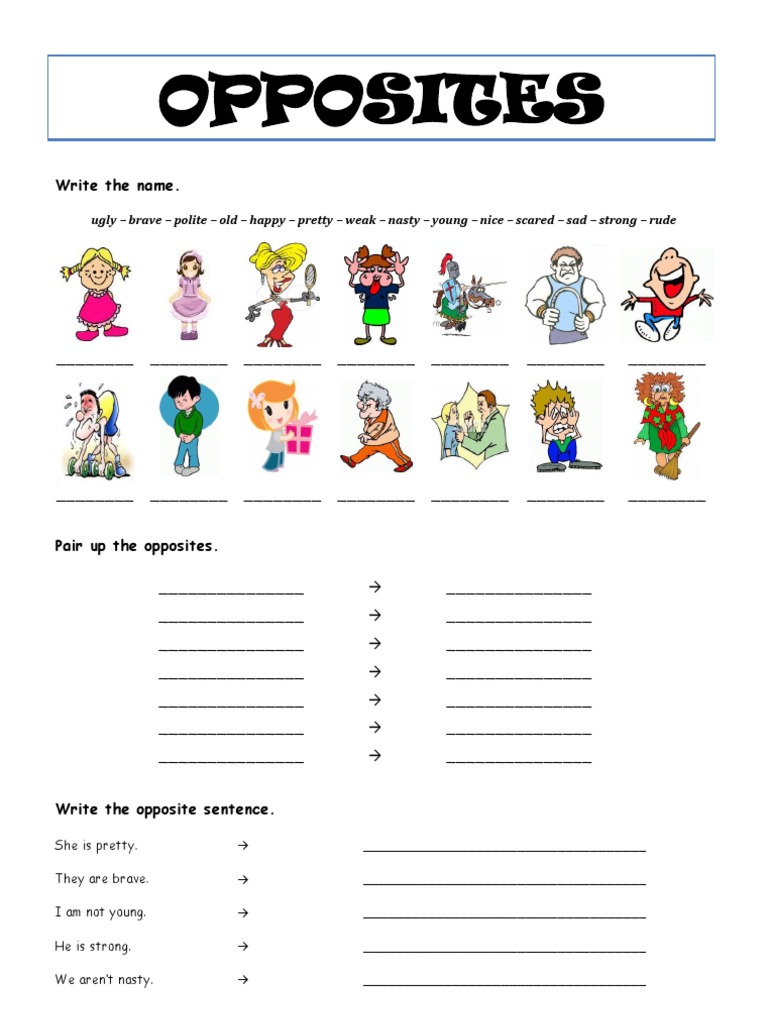 Opposites Worksheet | PDF