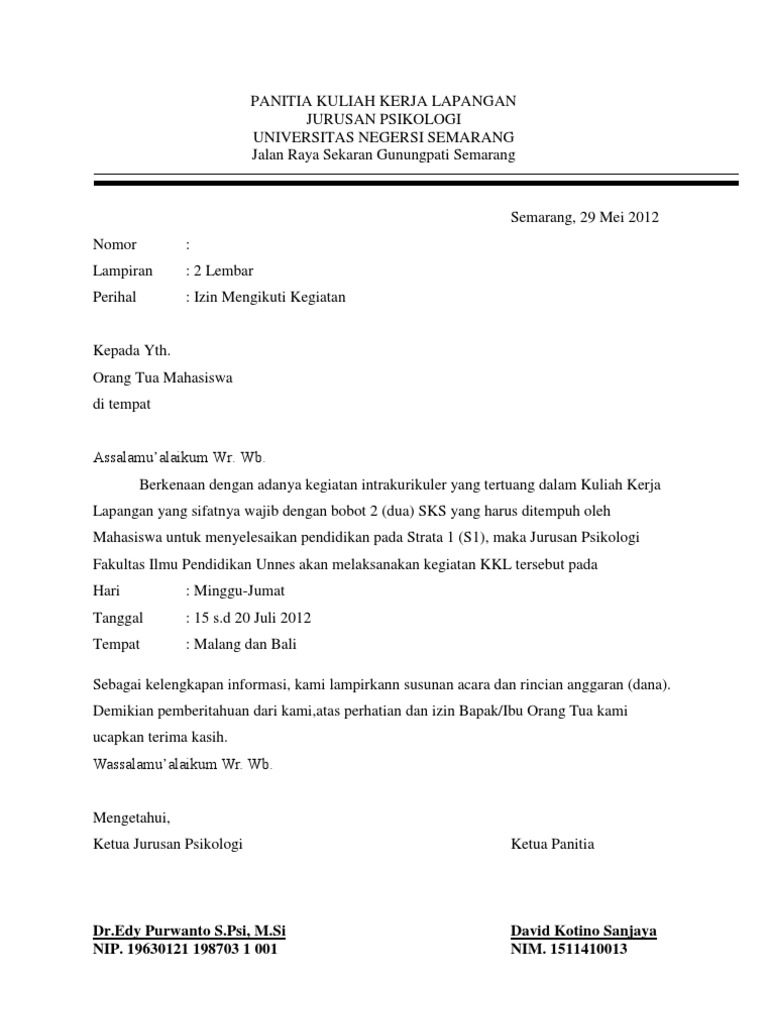 Surat Ijin KKL | PDF