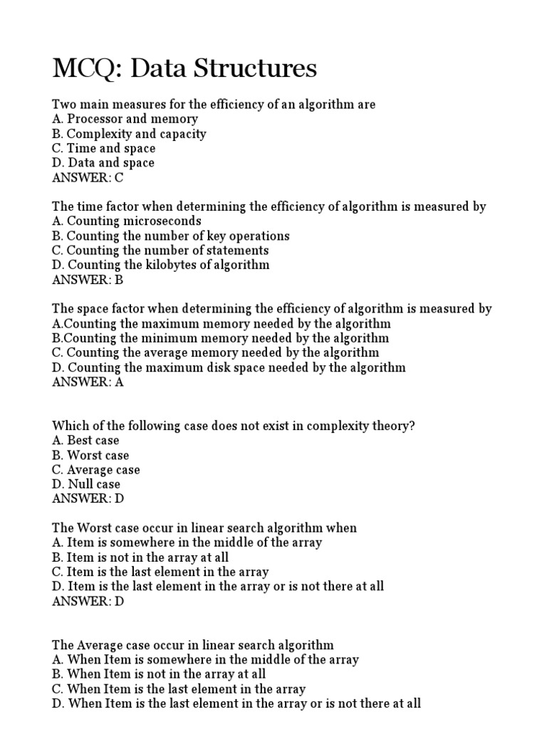 Ds MCQ | Download Free PDF | Array Data Structure | Algorithms And Data Structures