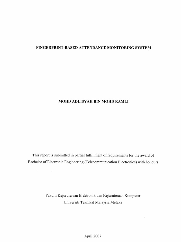 Fingerprint-Based Attendance Monitoring System | PDF