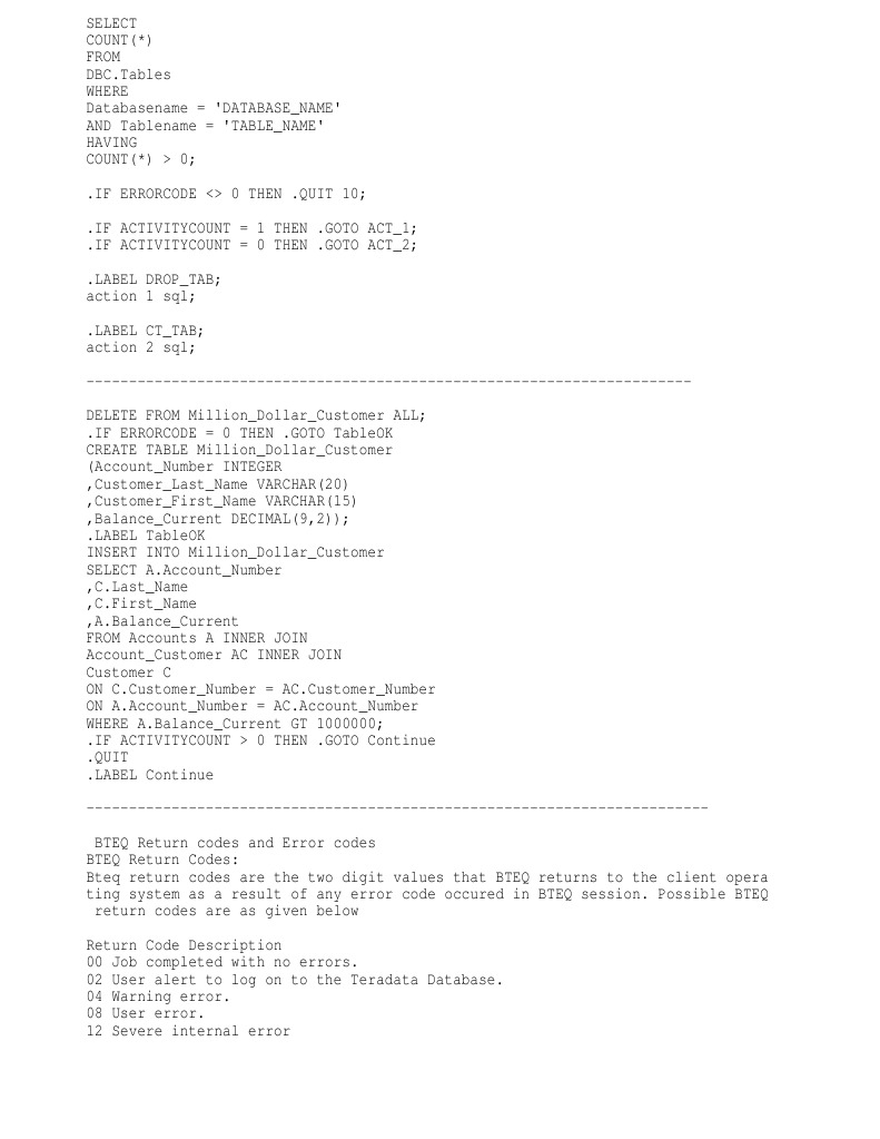 Bteq | PDF | Database Index | Databases
