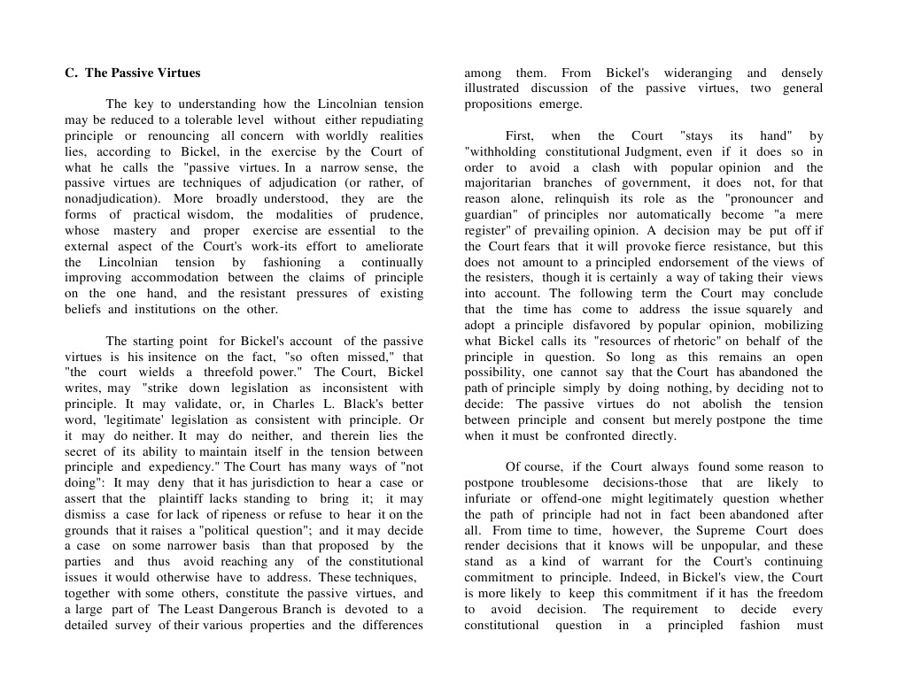 The Passive Virtues and the Supreme Court's Prudence | PDF | Prudence | Virtue
