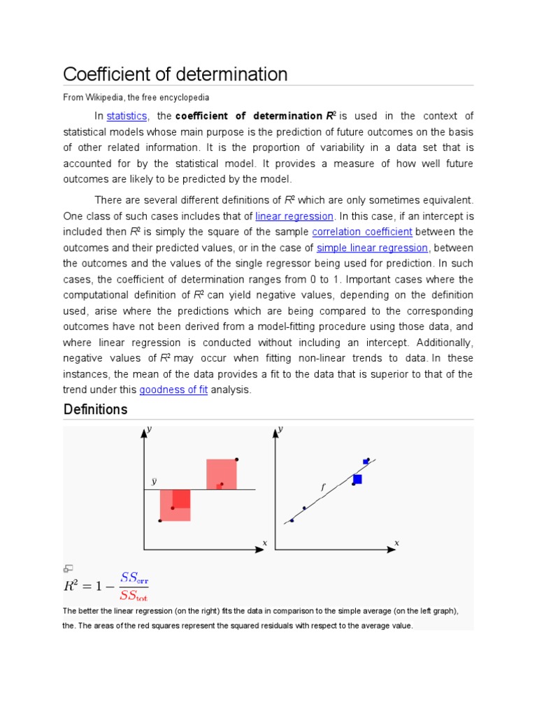 Coefficient of Determination | Download Free PDF | Coefficient Of ...