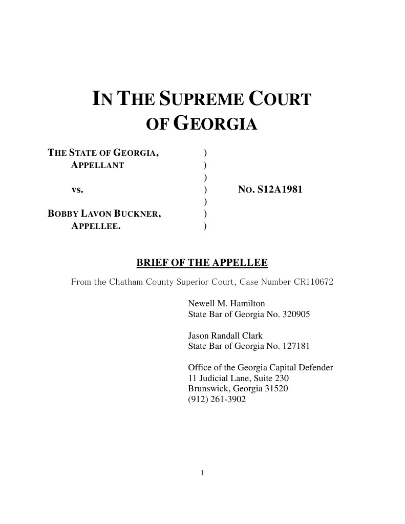 District Attorney's Brief in Bobby Lavon Buckner Case | PDF | Sixth ...