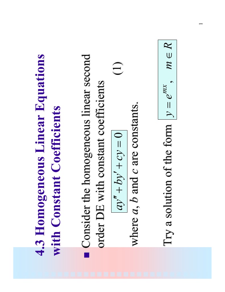 4.3 Homogeneous Linear Equations With Constant Coefficients | Ordinary ...
