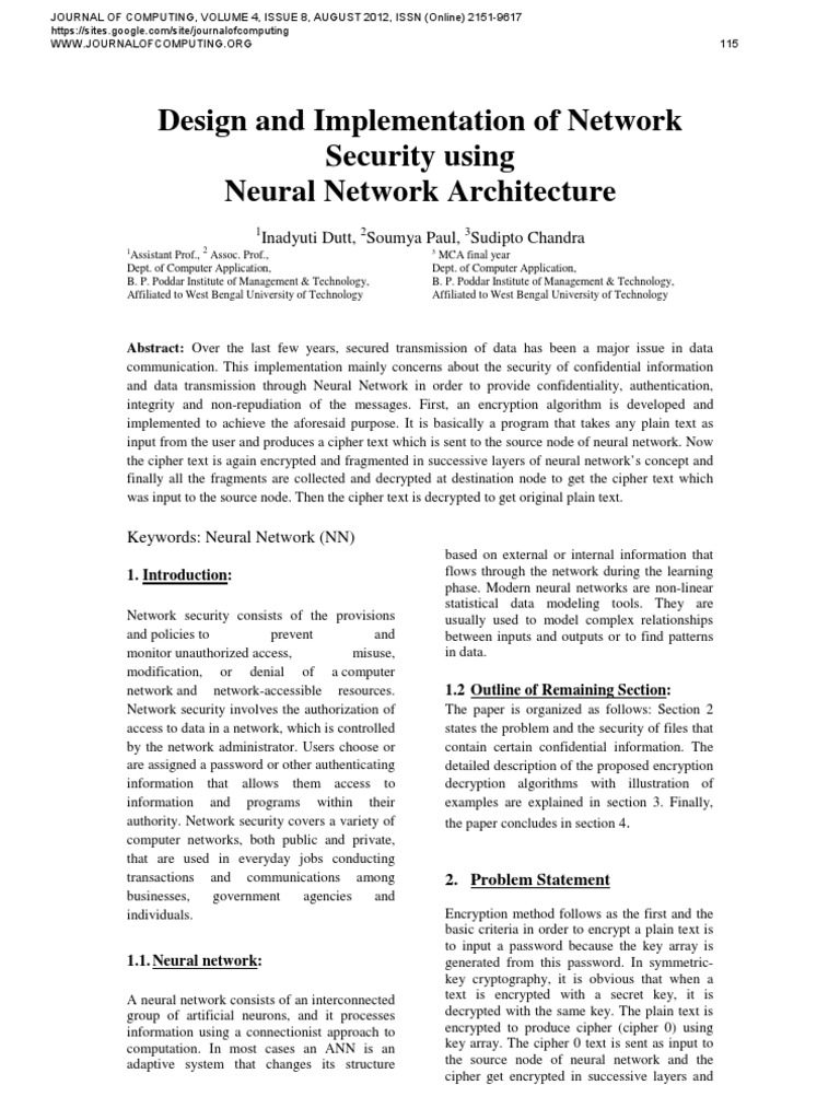 Design and Implementation of Network Security Using Neural Network ...