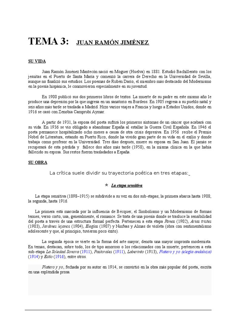 TEMA 3 Juan Ramon Jimenez. 05 | PDF | Poesía