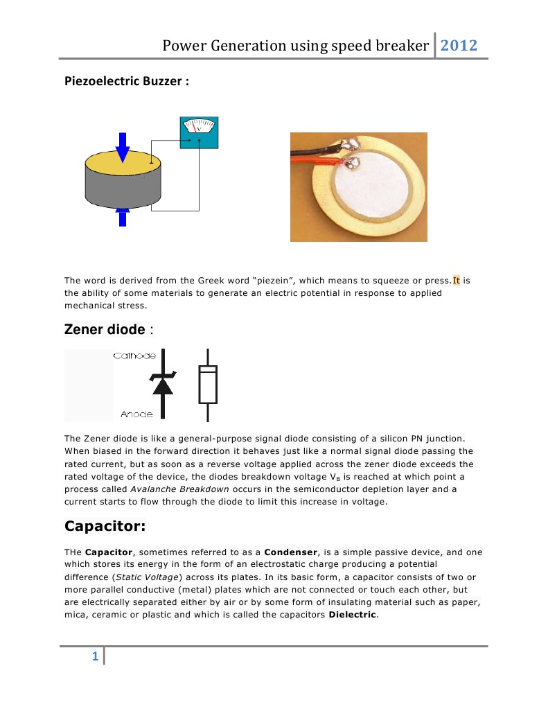 Power Generation via Speed Breaker Tech | PDF