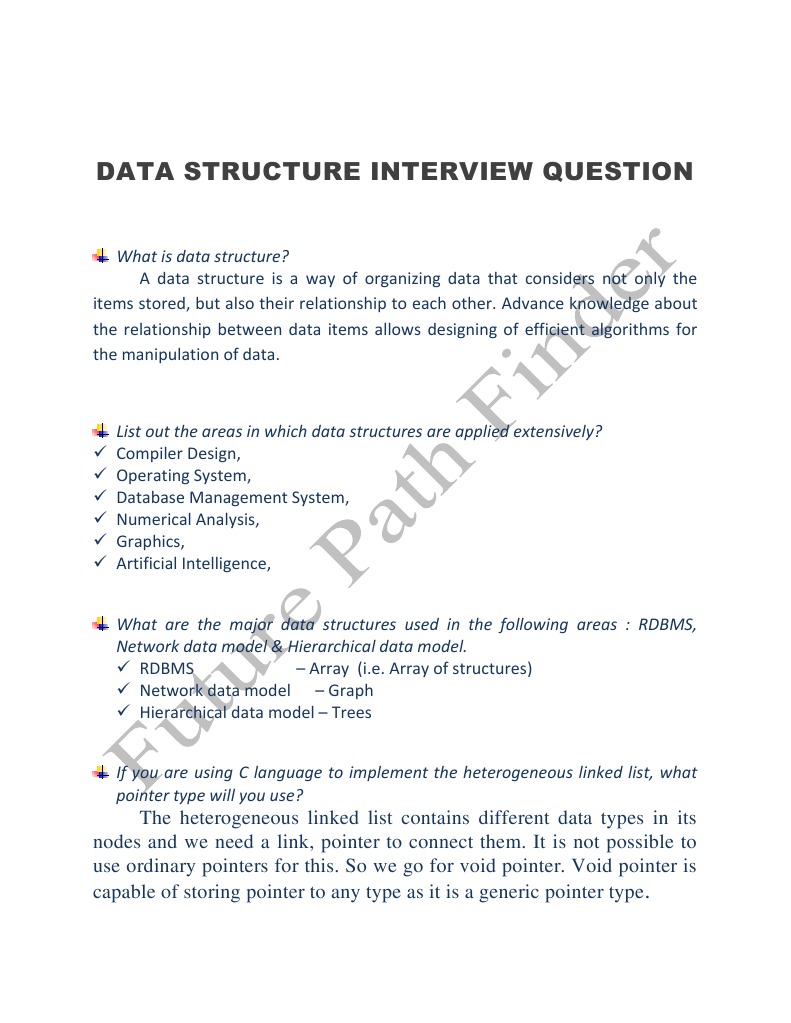 Data Structure Interview Question | PDF | Pointer (Computer Programming ...