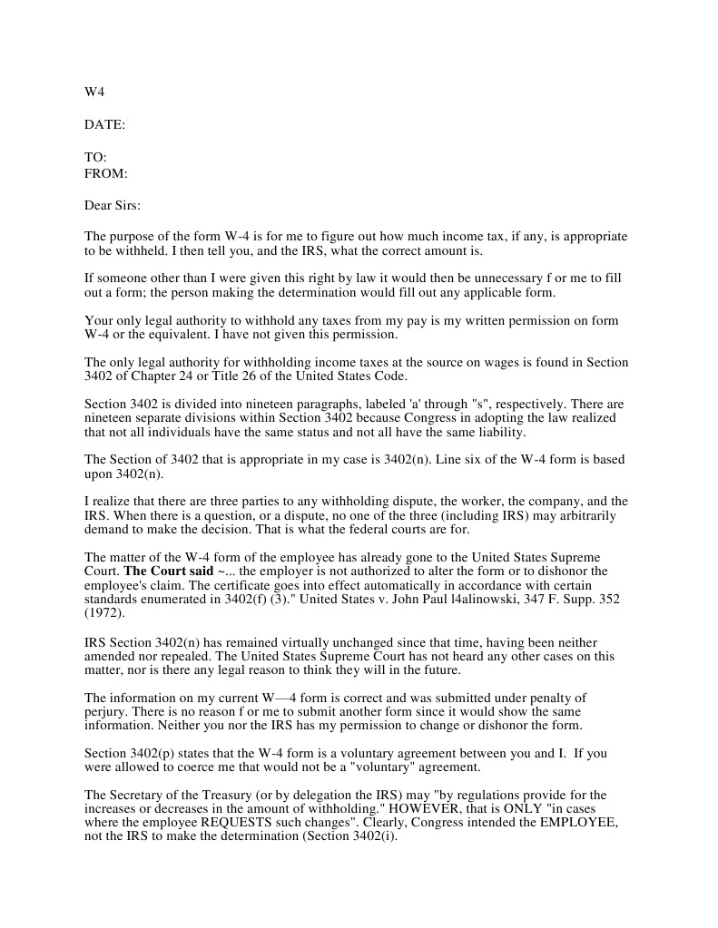 W4 Response Letter | PDF | Irs Tax Forms | Withholding Tax