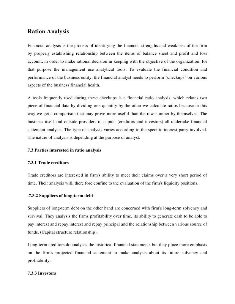 Ration Analysis: 7.3 Parties Interested in Ratio Analysis | PDF ...