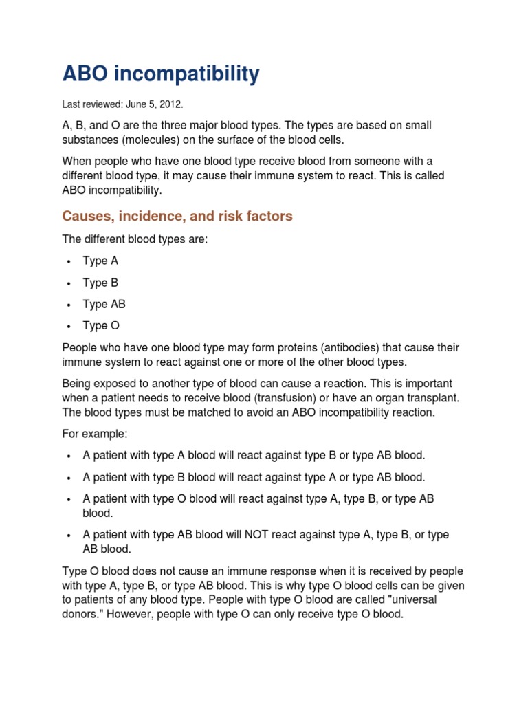 ABO Incompatibility | Blood Type | Fetus