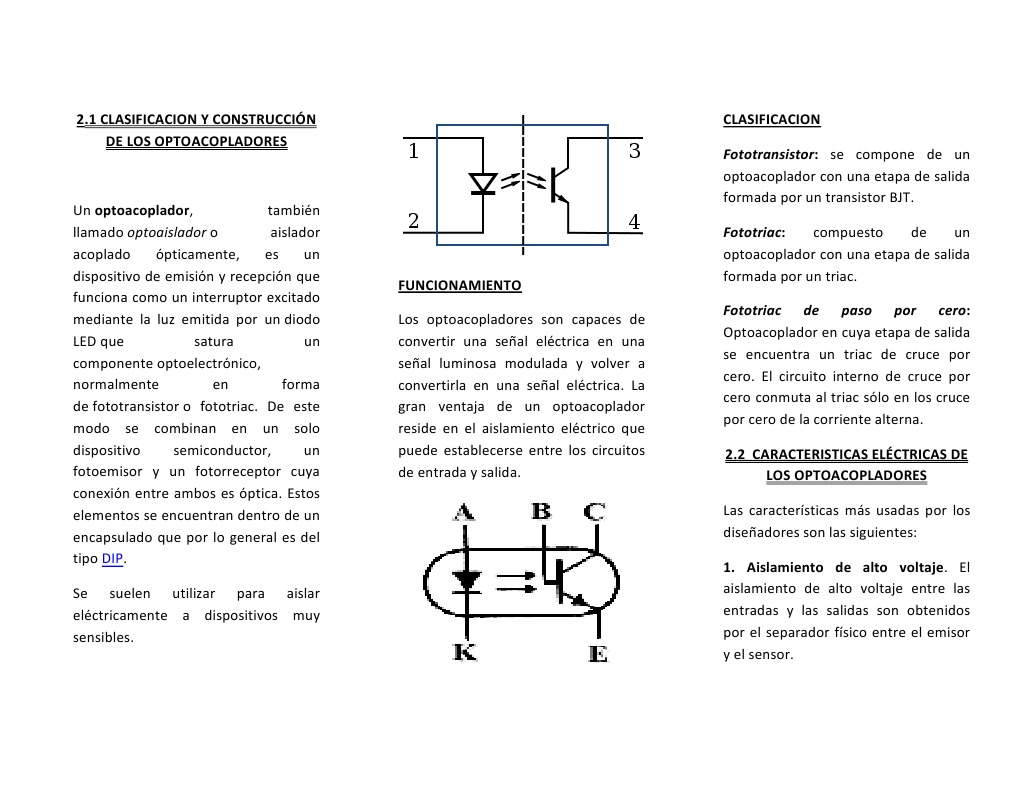 Clasificación y Funcionamiento de Optoacopladores | PDF