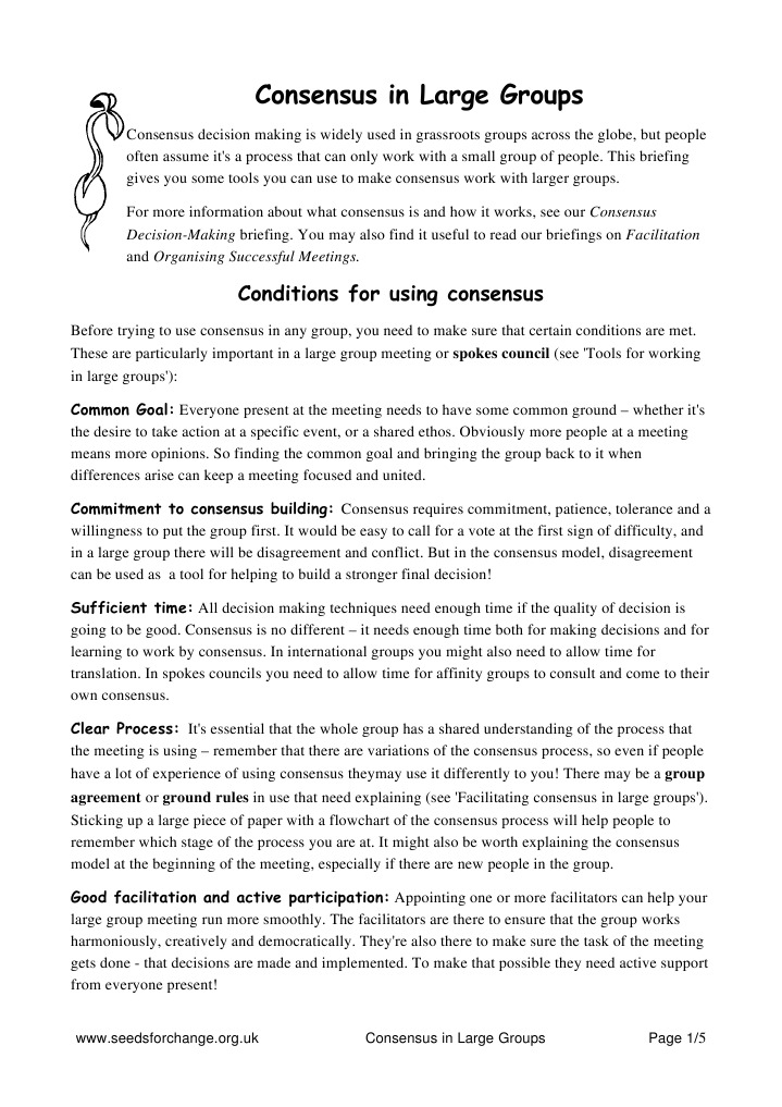 Consensus in Large Groups | PDF | Consensus Decision Making | Facilitator