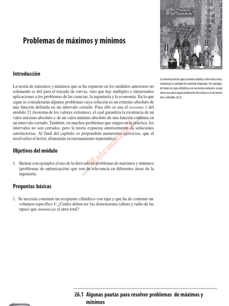 Problemas de Máximos y Mínimos | PDF | Máximos y mínimos | Optimización Matemática