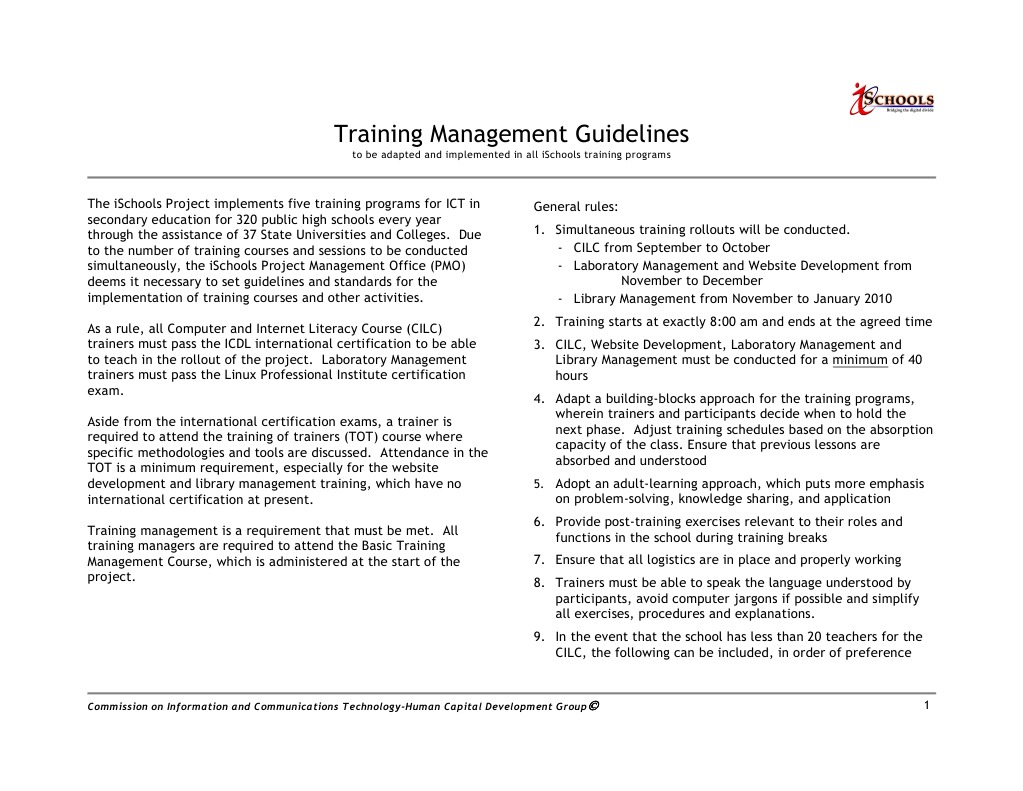 Training Management Guidelines | PDF | Educational Assessment ...