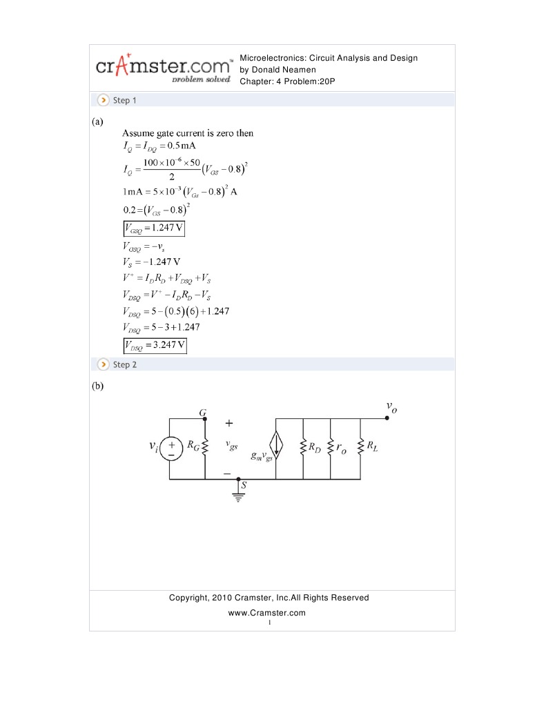 Microelectronics: Circuit Analysis and Design by Donald Neamen Chapter: 4 Problem:20P | PDF