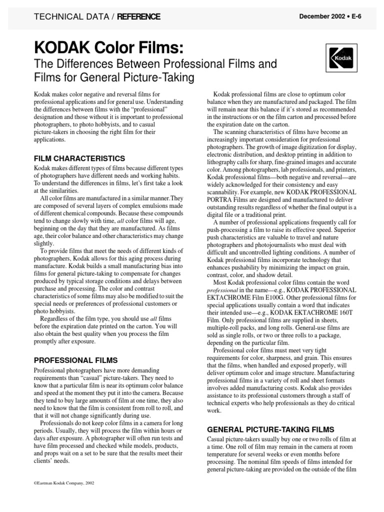 Kodak Color Films | PDF | Refrigerator | Imaging
