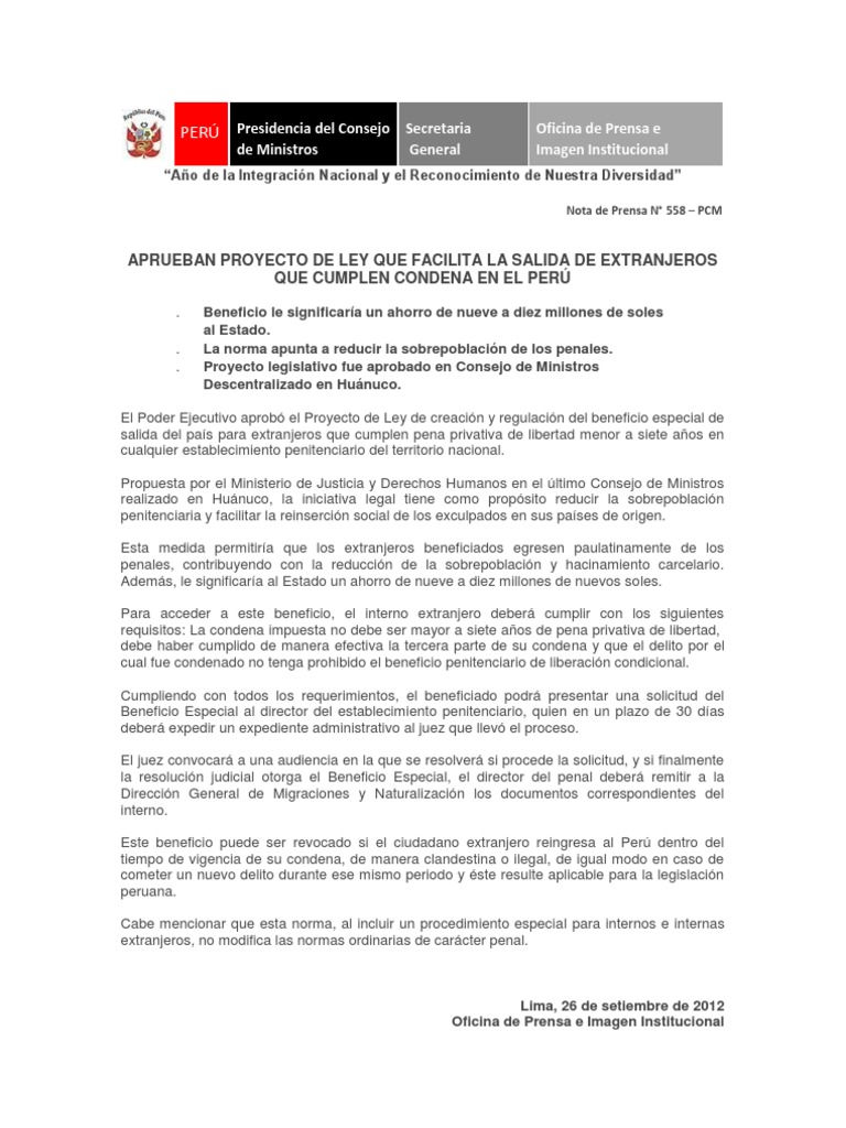 Aprueban Proyecto De Ley Que Facilita Salida De Extranjeros Que Cumplen