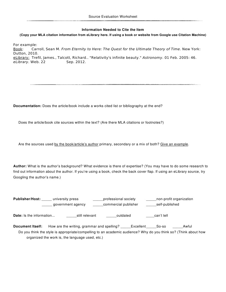 Source Evaluation | PDF