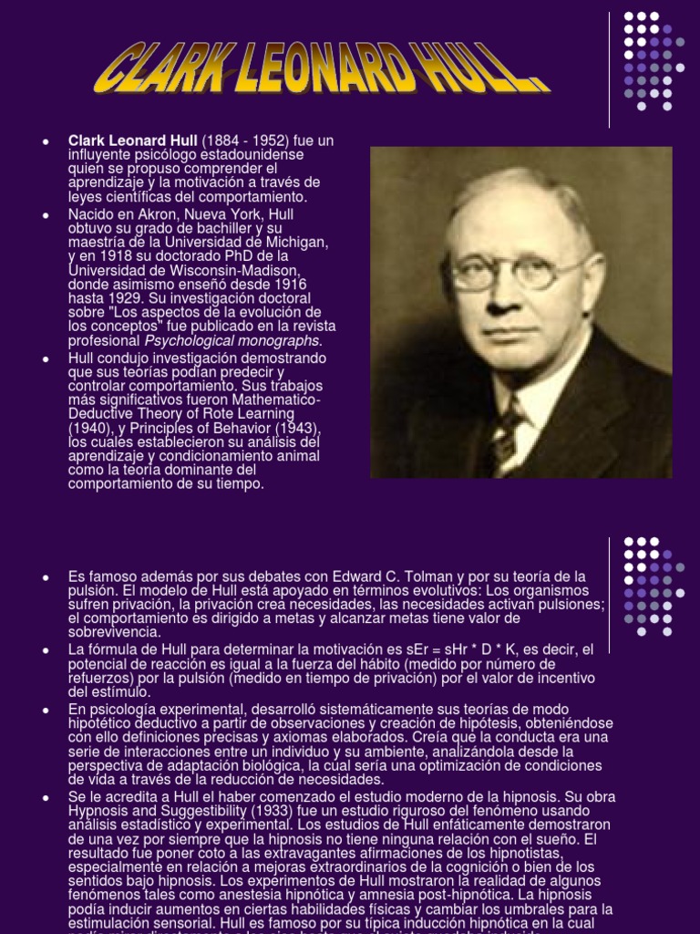 Clark Leonard Hull | PDF | Sicología | Conceptos psicologicos