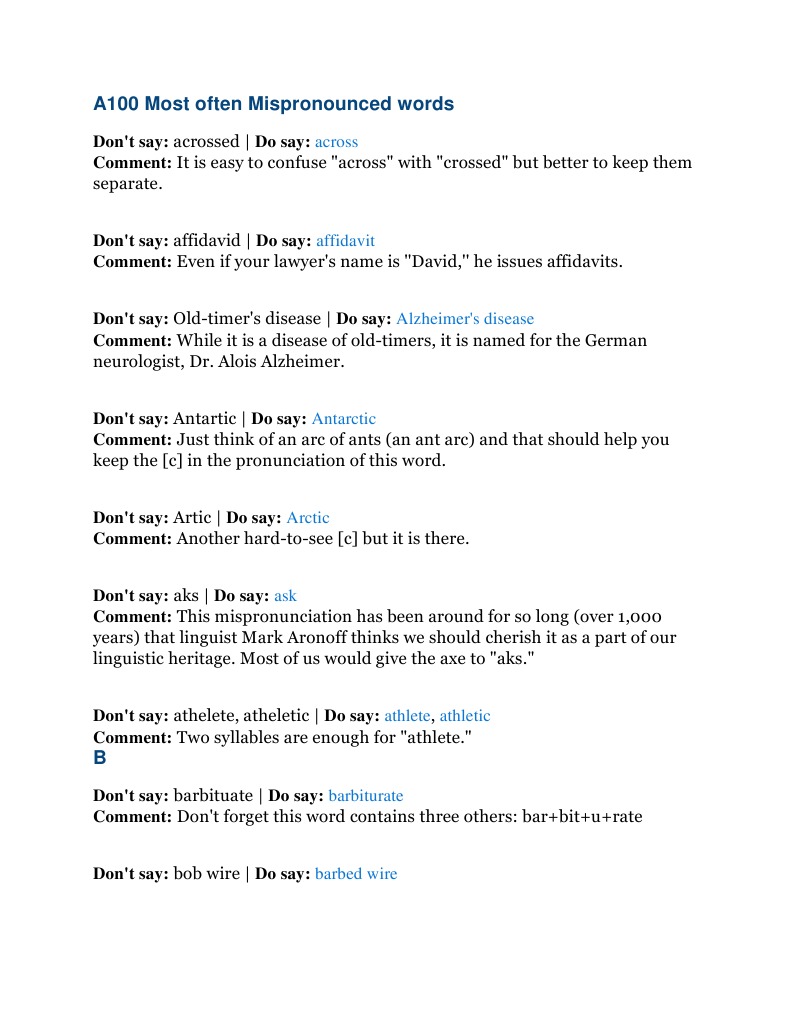 100 Most Difficult Words To Pronounce | PDF | Syllable | Phonology