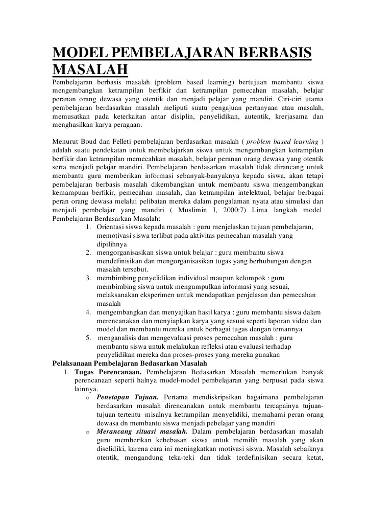 Model Pembelajaran Berbasis Masalah | PDF