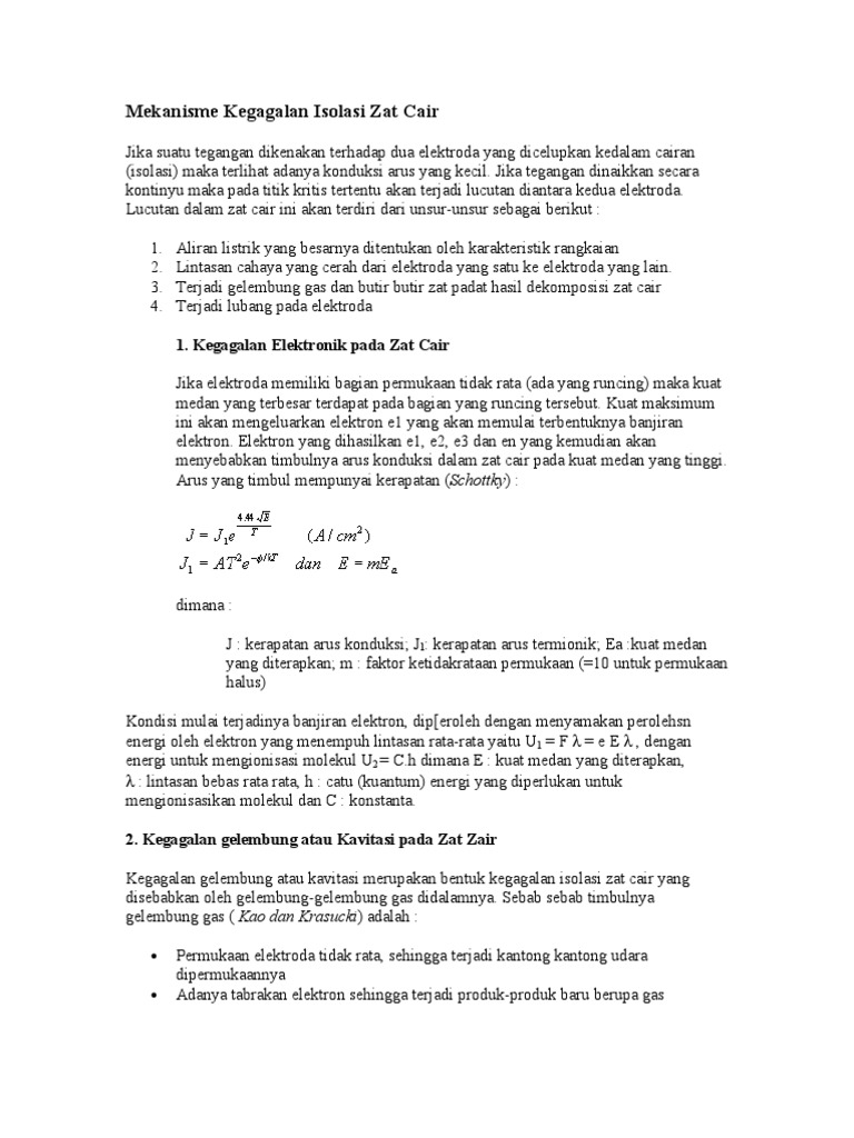 Mekanisme Kegagalan Isolasi Zat Cair | PDF