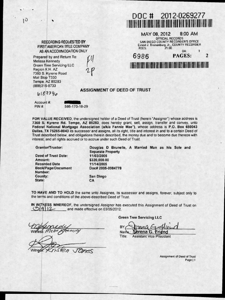 Assignment of Deed of Trust | PDF | Deed Of Trust (Real Estate) | Real ...