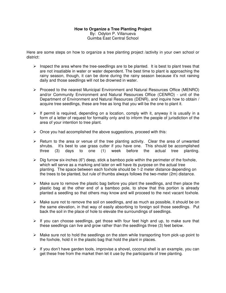 How To Organize A Tree Planting Activity | PDF | Trees | Natural ...
