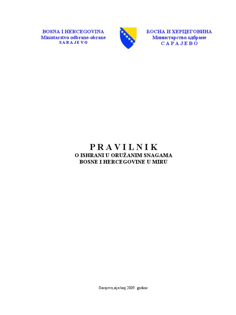 H Pravilnik o Ishrani | PDF