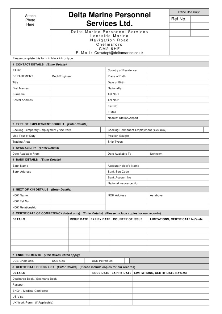 Delta Marine Application Form | PDF